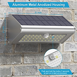 Super Bright Solar Lights Outdoor IP65 Water Proof, 1100 Lumens Wireless LED Motion Sensor Light, Aluminum Metal Housing Security Light for Yard Patio Path Garage Flood Wall Lights, 1 Pack (Daylight)