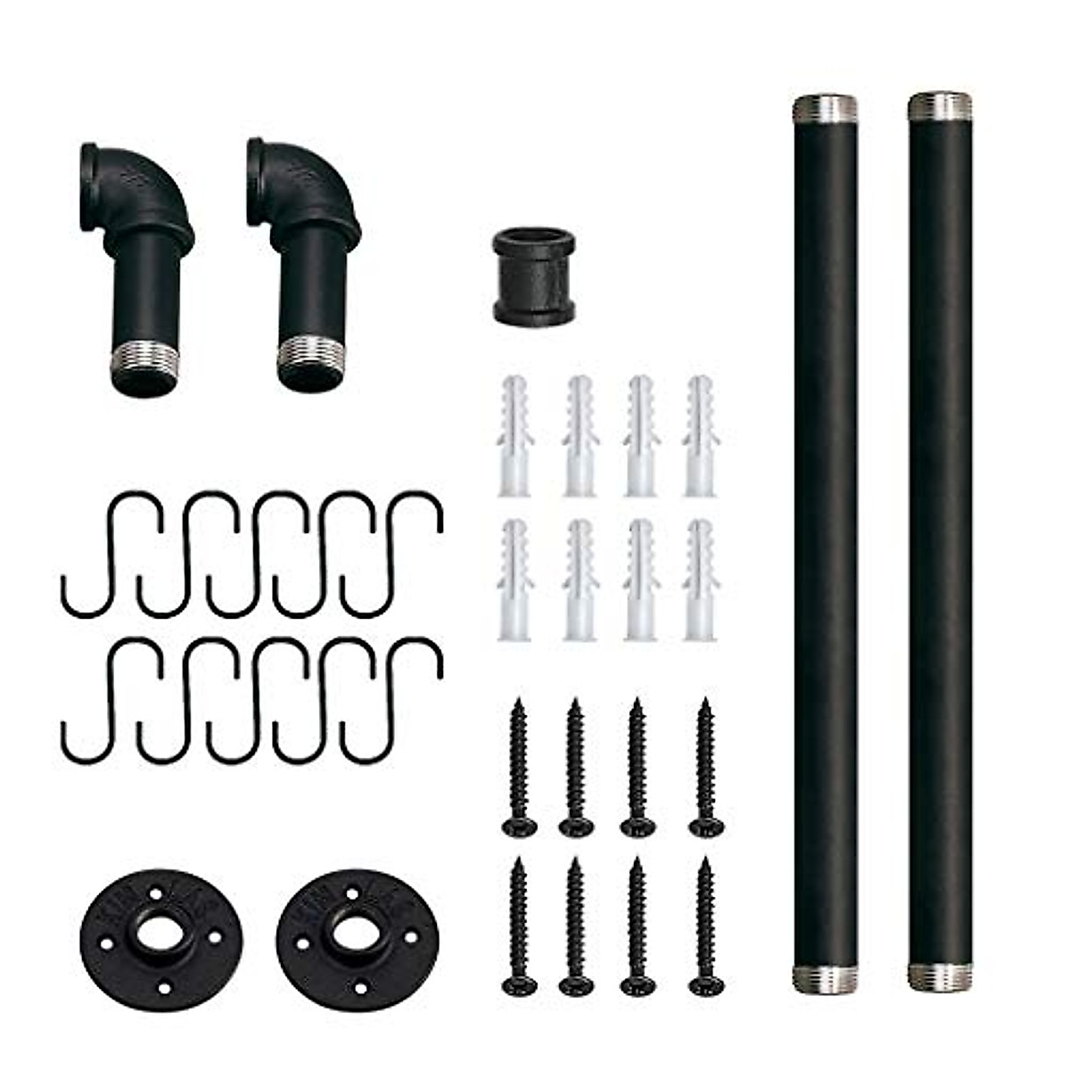 TLBTEK Industrial Pipe Clothes Rack,Black Iron Bathroom Kitchen Towel Bar,Vintage Farmhouse DIY Wall Mounted Pot Bar Rack, Detachable Kitchen Utensils Hanger (31.5 Inch)