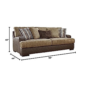 Signature Design by Ashley Alesbury Casual Faux Leather Sofa, Dark Brown & Light Brown