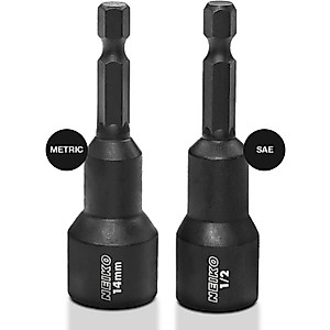 NEIKO 10250A Magnetic Hex Impact Nut Driver Set, 12-Piece Driver Bit Set for Drill, Cr-V Steel, 1/4" Quick-Change Hex Shank Nutsetters, Impact Rated SAE & Metric Master Impact Driver Socket Set