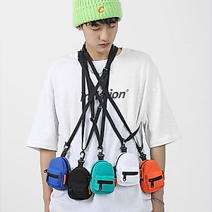 Mini Backpack(3.54"L x 1.57"W x 4.72"H) Coin Purse with Keychain, Crossbody Bag, Halter Bag, Headphone Bag (black)