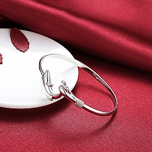 Cutesmile Fashion Jewelry 925 Sterling Silver Cute Dolphin Bangle Bracelets for Women