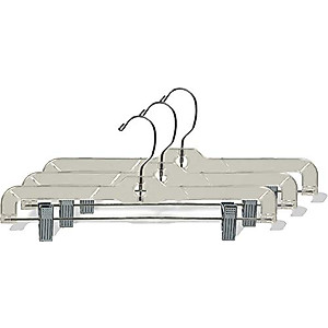 Clear Plastic Kids Bottom Hanger with Adjustable Cushion Clips, Small 12 Inch Pant Hangers with 360 Degree Chrome Swivel Hook (Set of 100)
