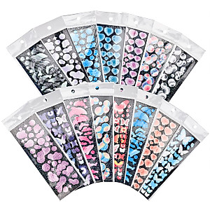 15 Sheets Glitter Rainbow Butterfly Stickers Set,Cute Self-Adhesive Waterproof Korean Sticker Pack for Art Craft DIY Scrapbooking Bullet Journal Planner Phone Cases Laptops Daily Water Bottles