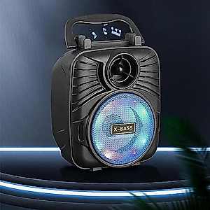 Wireless Bluetooth Speaker, Portable Speaker with Coloured Running Lights Bluetooth Speaker, Wireless Compact Audio Subwoofer 360° Surround Sound with TFC Card, AUX Cable, USB Flash Card (Blue)