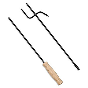 SAN LIKE Fire Pit Poker for Fireplace Outdoor - 32'' Wrought Iron Firepit Stoker Stick for Camping Campfire - Ideal Size Easy Assembly