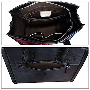 Genuine Leather Satchel for Women Embossed Leather Handbag Top Handle Handbags Handmade Purse Crossbody Work Tote Bag (Multicolor1)