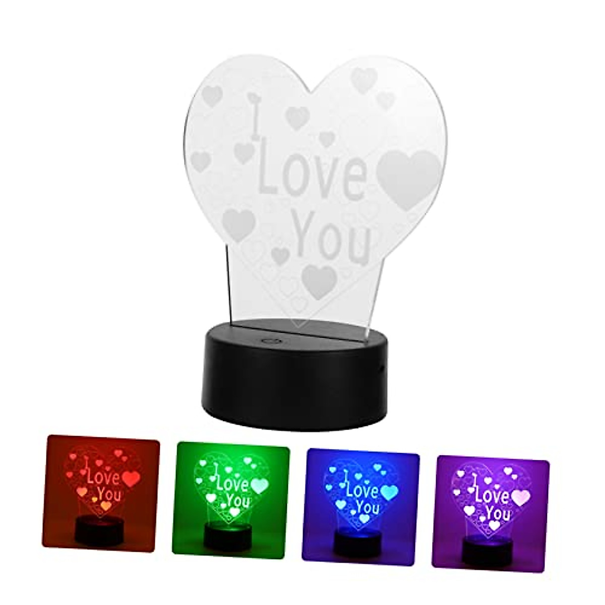 ARTIBETTER 1pc Love Colorful Night Lamp Bedroom Atmosphere Light Party Decorative Light 3D Party Night Light Romantic Night Light Romantic Gift Love Night Lights LED Night Lights Desk Topper