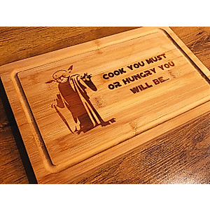 YUKEI Yoda Cook You Must or Hungry You Will Be 15'' x 9.4'' Chopping Board