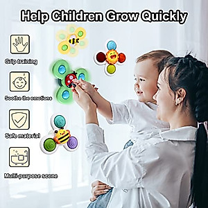 Suction Cup Spinner Toy for Baby - Suction Cup Fidget Spinner Toys Bath Toys Window Spinning Top Baby Toys 12-18 Months Christmas Birthday Gifts for 1 2 3 Boys Girls Sensory Toys for Toddlers 1-3