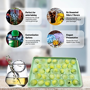 Next Level Home Ice Cube Tray - Ice Tray & Ice Cube Trays for Freezer with Lid and Bin - Sphere Ice Mold - Round Ice Cube Maker - Ice Molds Box