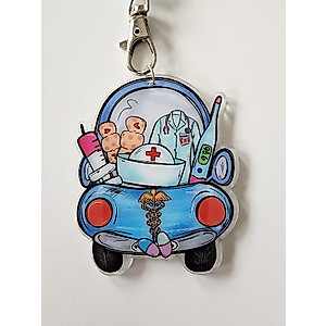 REARVIEW MIRROR HANDMADE BEADED NURSE CAR CHARM - FREE STANDARD SHIPPING