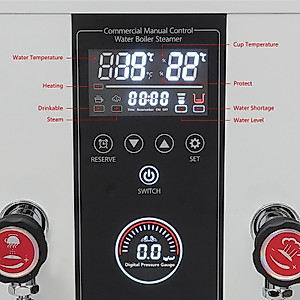 Commercial Milk Frother,110V 3000W Electric Steam Milk Frothing Machine Espresso Coffee Milk Foam Machine,Steam Water Boiling Machine for Cafe Coffee Tea Shop,Milk Frother 8L,with LCD Display,White