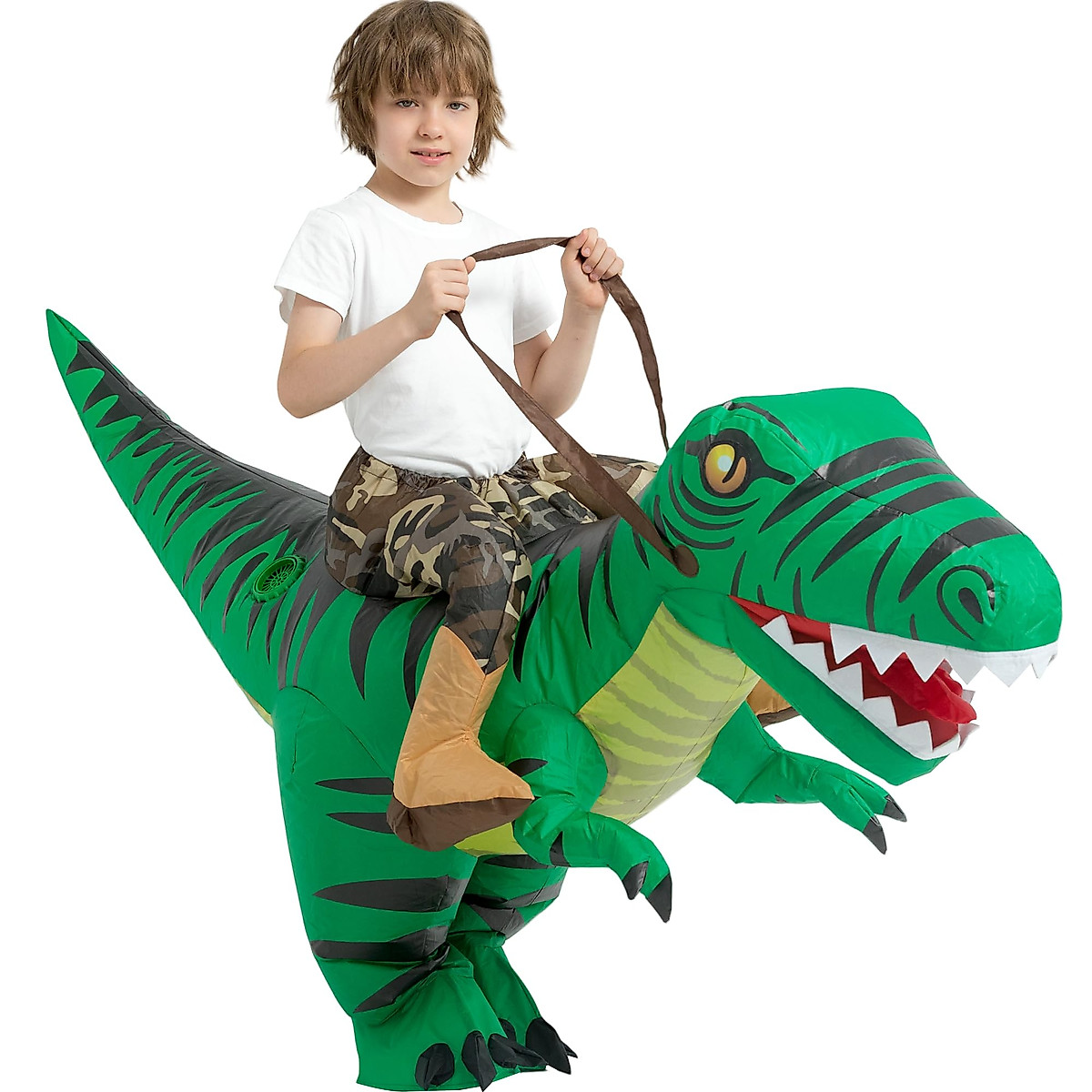 tasanor Blow Up Raptor Costume,Inflatable Costumes for Kids,Inflatable Dinosaur Costume,Halloween Costumes for Girls/Boys (4-6YRS)