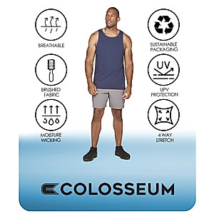 Colosseum Active Men's Performance Four Way Stretch Weight Lifting Tank Top (Navy, Small)