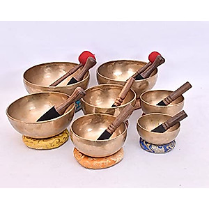 Chakra Healing Tibetan Singing Bowl - Set of 7 - Hand Hammered Tibetan Meditation Singing Bowl Nepal