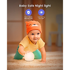 Morfone Night Light for Kids Baby Night Light with Soft Warm Light & Auto 8 Color Changing Dimmable Rechargeable Nursery Night Light with Touch Control & Timer Setting for Breastfeeding Up to 200H