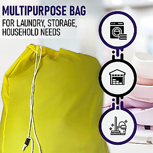 Super Extra Large Huge Heavy Duty Nylon Laundry Storage bags with drawstring, Durable, Machine Washable 40" x 50", choose the color (Yellow)