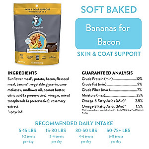 SHAMELESS PETS Soft Dog Treats - Natural, Healthy Dog Treats Made with Upcycled Ingredients & Zero Artificial Flavors, Grain Free Dog Biscuits, Supports Skin & Coat - Bananas for Bacon, Pack of 2