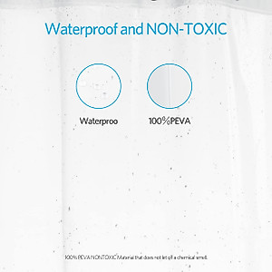 EHZNZIE Clear Shower Curtain Liner Light Weight PEVA, Shower Liner 72x72 Inches, Waterproof, No Chemical Smell with 12 Rust Proof Metal Grommets for Bathroom Shower Curtain