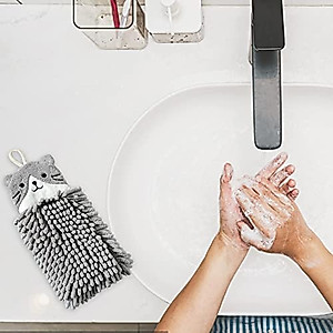 Uwariloy Chenille Hand Towel - Cute Animal Soft Hanging Hand Towels, Fast Drying & Absorbent Thick Microfiber Hand Towel Decorative Towels for Kitchen Bathroom