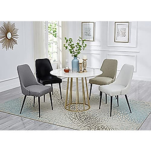 Ball & Cast Kitchen Chair Modern Upholstered Dining Chairs, Desk Chair Side Chair with Metal Legs, Ivory Set of 2