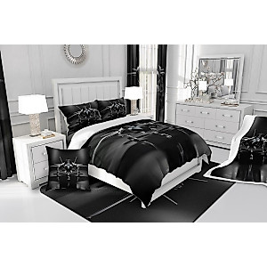 Erosebridal 3D Fighter Aircraft Comforter Set Boys Bedroom Decorative Kids Duvet Cover Black Airplane Printed Bedding Set Soft Microfiber Quilt Cover for Home Hotel Dorm (Full Size)