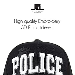 The Hat Depot Law Enforcement Police Officer 3D Embroidered Baseball Cap (Police-Black)