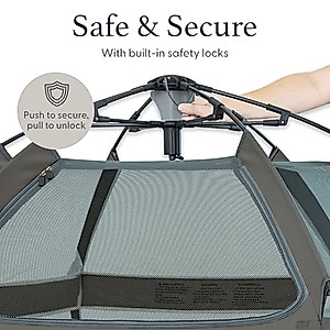 POP 'N GO PLAYPEN - Indoor & Outdoor Baby Playpen for Babies and Toddlers - Baby Beach Tent, Foldable, Portable W/Canopy, Travel Bag, & Mosquito Net - Pop Up Pack and Play Tent (Anchor Grey)