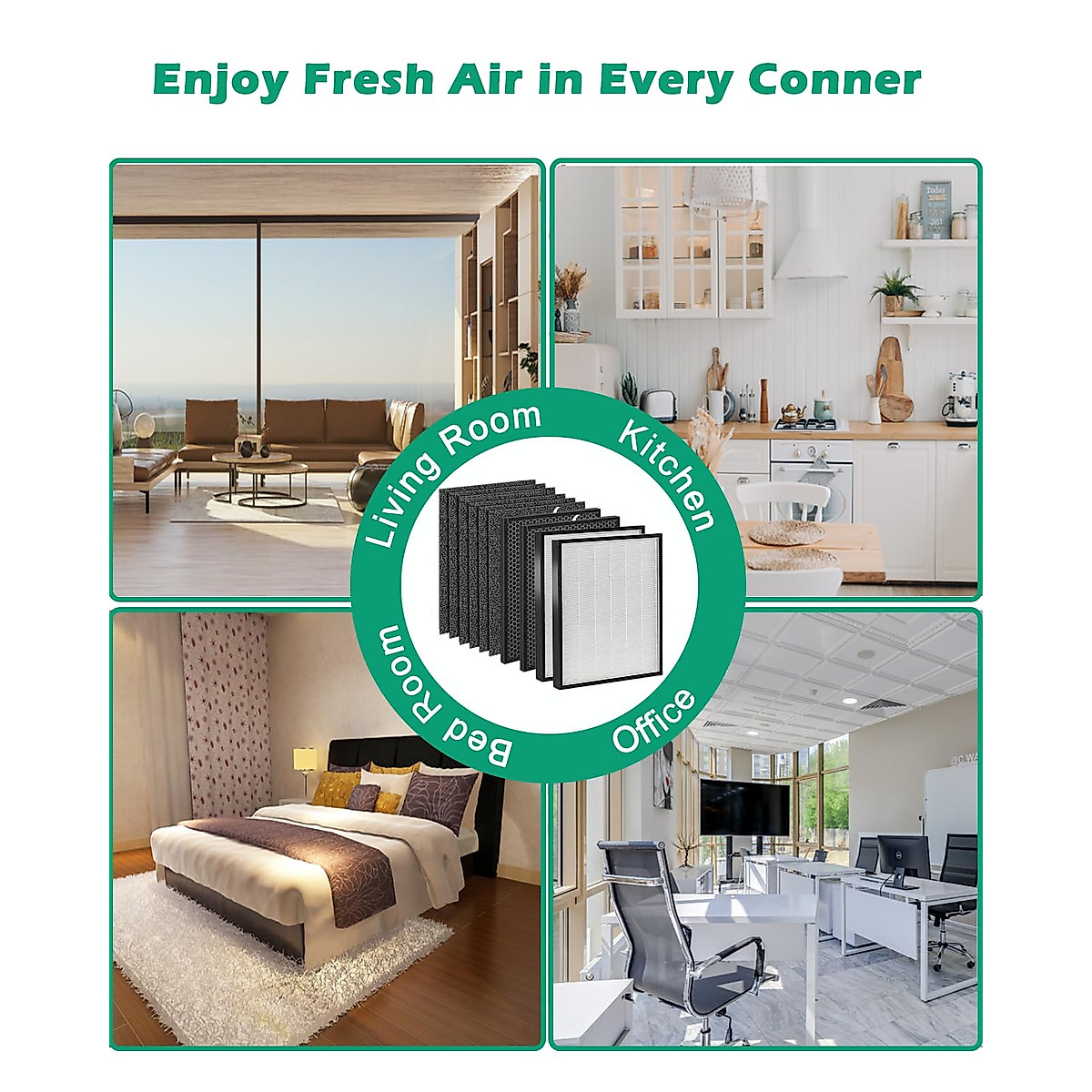 Miloidea 10 Pack 3000 True HEPA Replacement Filters Compatible with 3000,3000M,3000Pro Air Purifier, 2 True HEPA, 2 Activated Carbn & 6 Extra Carbn Pre-filters(2+2+6), 3000 Accessory, NOT for 3500