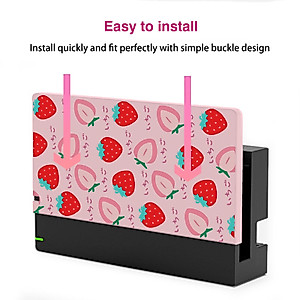 TIKOdirect Custom Faceplate Cover for Nintendo Switch Charging Dock, Hard PC Slim Shell Anti-Scratch [No Screwdriver Installation] for Switch Dock, Strawberry