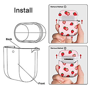 Lapac Strawberry AirPod Case Pink for Women Girl, AirPods Case Strawberry Cute Pink Fruit for Accessories Protective Hard Cover with Keychain Anti Lost Case for Wireless AirPods 2 & 1 Charging