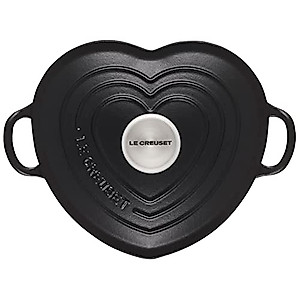 Le Creuset Signature Enameled Cast Iron Figural Heart Cocotte, 2 Quart, Licorice with Stainless Steel Knob