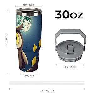 SYJTGDE Large Capacity Car Cup Owl And Yellow Moon Fashionable Upgrade Car Cup Advanced And Beautiful Travel Cup
