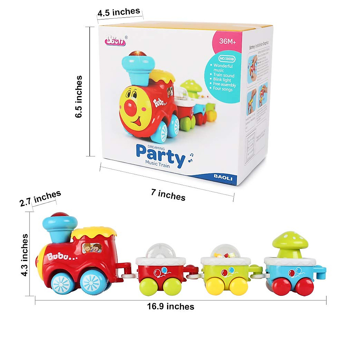 BAOLI Electric Train Toy,Railway Toy with Light & Music,Battery Operated Locomotive Train for 1 2 3 Year Old Kids Baby Toddler Boy Gifts,Early Educational Vehicle Toy