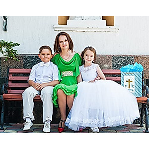 FLYAB First Holy Communion Gift Bag for Girls Boys 11.5" Easter Religious Cross Christian Gift Bag with Tissue Paper Baptism Gift Bag with Handle Christenings Confirmations Gifts for Baby Boys Girls