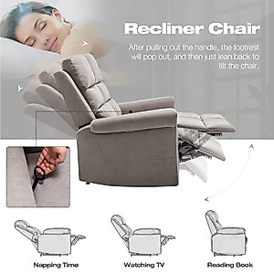 MELLCOM Linen Reclining Loveseat, Manual Reclining Home Theater Seating, Upholstered Sofa Recliner Chair, Arm Chair for Living Room Reading Room Bedroom, Loveseat, Gray