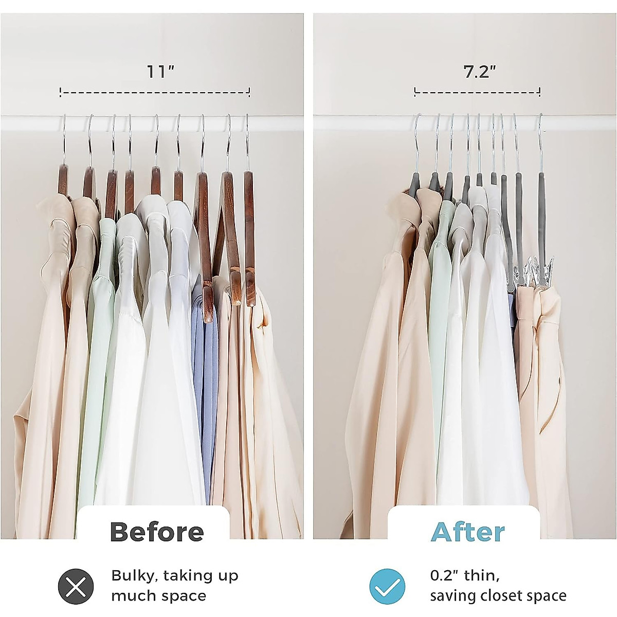 VECELO Premium Velvet Clothes Hangers Suit with Metal Clips (20 Pack)-Non Slip & Space-Saving with 1 Magic Hangers & 2 Tie Rack Excellent for Men and Women