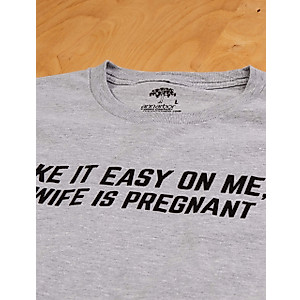 Take it Easy on Me, My Wife is Pregnant | Funny New Dad Be Nice Father's T-Shirt-(Adult,L) Sport Grey