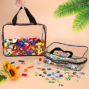 6 Packs Large Toy Storage Bags with Labels, Reusable Clear PVC Board Game Storage, Travel Waterproof Organizer Bags with Zipper for Building Blocks, Puzzle, Kids Books