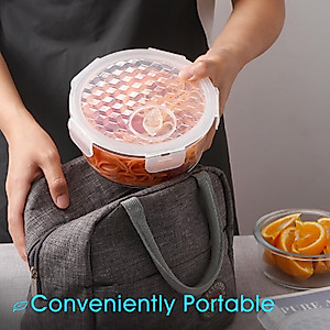 NUTRIUPS 0.9L/30 Oz Glass Food Storage Container, Small Food Storage Container with Leakproof Airtight Lids, Meal Prep Containters -Microwave Safe & Oven Safe (NOT THE LIDS)-Round