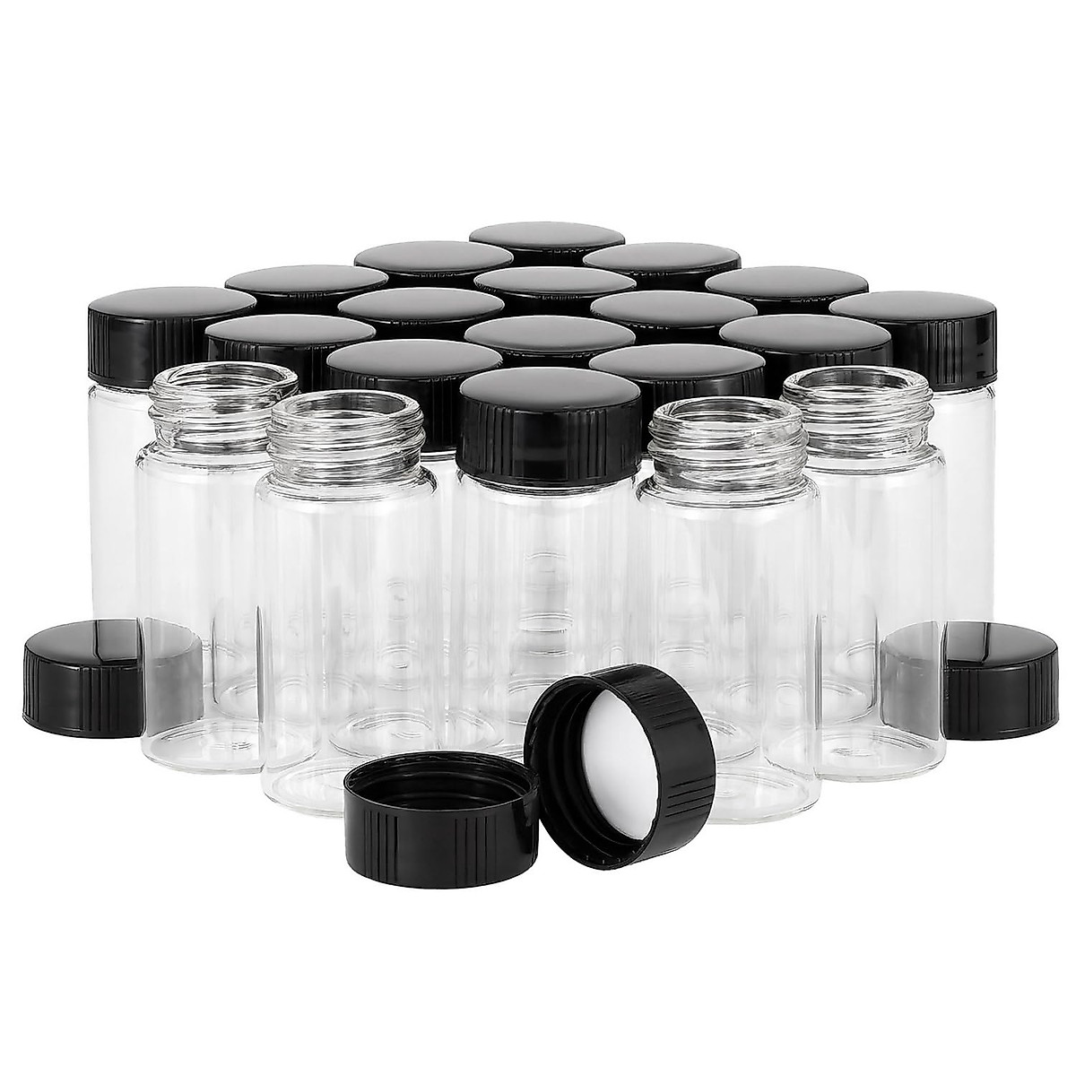 Kesell 20ml 20-Pack Glass Vials with Screw Caps Small Glass Bottles for Essential Oil Clear Vials with Lids