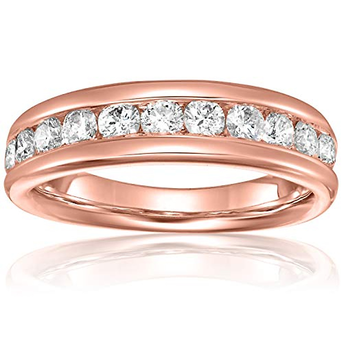 VIR JEWELS 1/2 carat (ctw) Diamond Wedding Anniversary Band for Women, Half Eternity Round Diamond Comfort Fit Engagement Ring 14K Yellow Gold Channel Set 0.50 cttw, Size 9