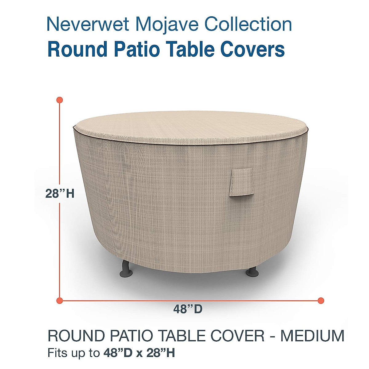 Budge NeverWet Mojave Round Patio Table Cover, Black Ivory, Medium
