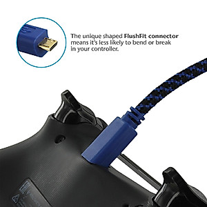 ZedLabz Ultra 5M braided charging cable for Sony PS4 controllers - gold plated flush fit extra long USB play & charge cable lead – Includes tidy and drawstring storage bag