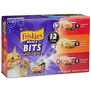 Friskies Wet Cat Food, Meaty Bites, 3-Flavor Variety Pack, 5.5-Ounce Can, Pack Of 12