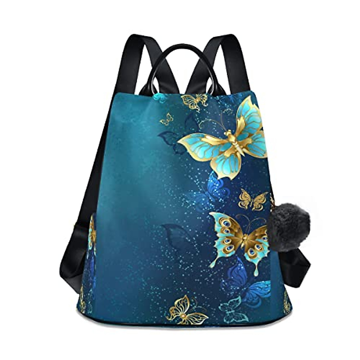 ALAZA Butterfly Golden Star Women Backpack Anti Theft Back Pack Shoulder Fashion Bag Purse