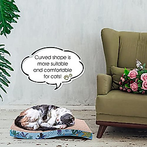 Wullu Planet Cat Scratch Board Cardboard Cat Scratcher for Indoor Cats Reversible Cat Scratching Pad with Catnip (Blue)