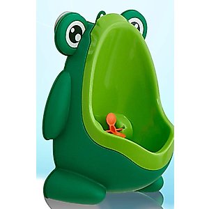 Beetoo Cute Frog Potty Training Urinal for Boys with Hook - Baby Standing Urinal Potty Trainer with Funny Aiming Target - Blackish Green