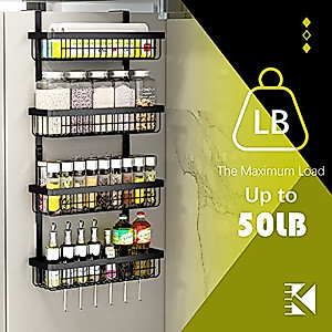 KAFAHOM Magnetic Spice Rack for Refrigerator, 4 Pack Spice Racks Organizer, Magnet Spice Rack Saves Space in Fridge, Kitchen Spice Storage Rack,Black